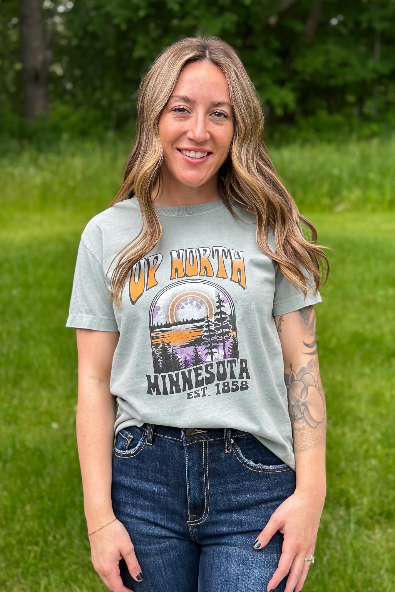 Up North Minnesota Tee- Sage – Pretty Kinz